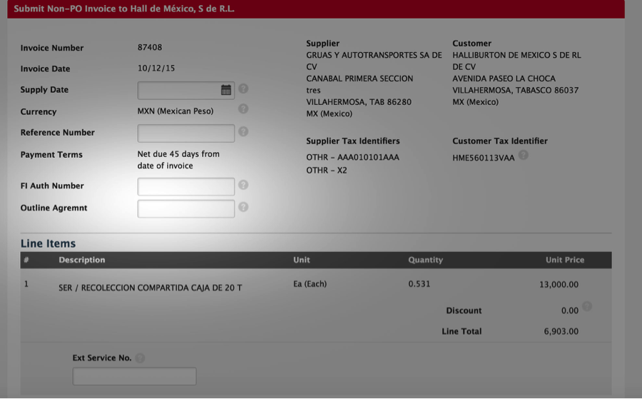 Halliburton - How do I create a non-PO invoice for Mexico? (eMex ...