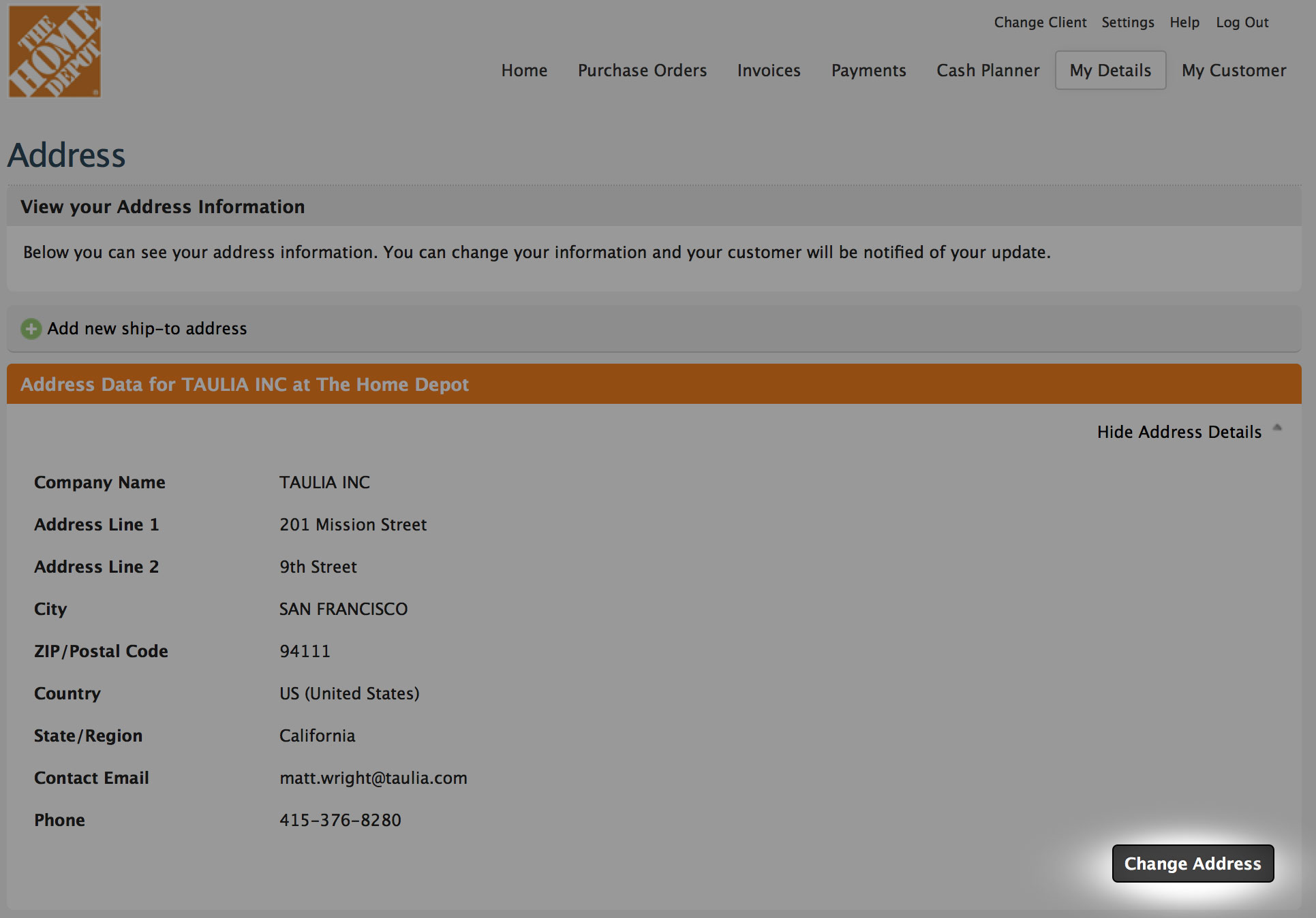 The Home Depot - How do I update my company/remit/shipment address ...