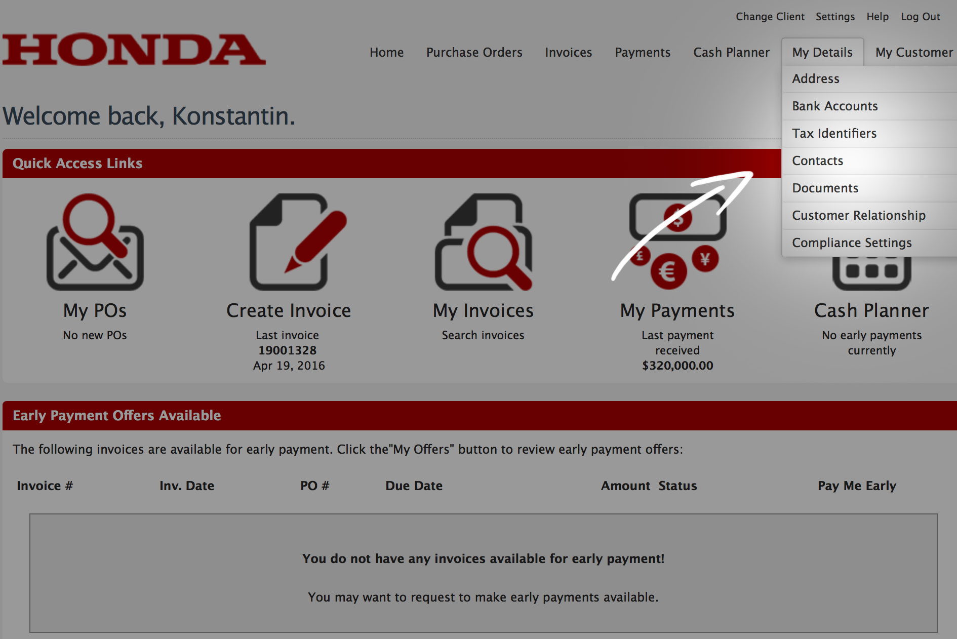 Honda - How do I add or update my bank account/information?: 000006535
