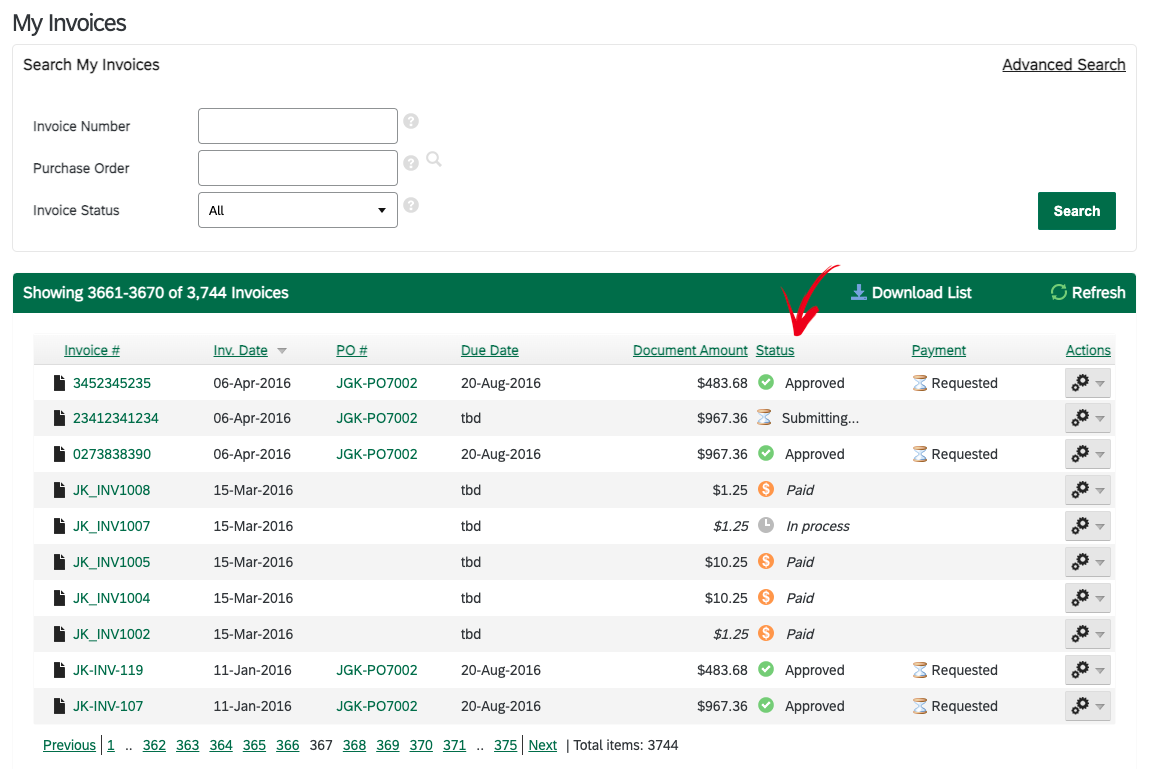 Q. How do I check the status of my invoice?: 000003536