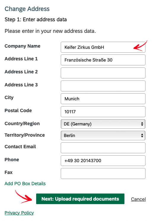 Q. How do I update my company name?: 000003500