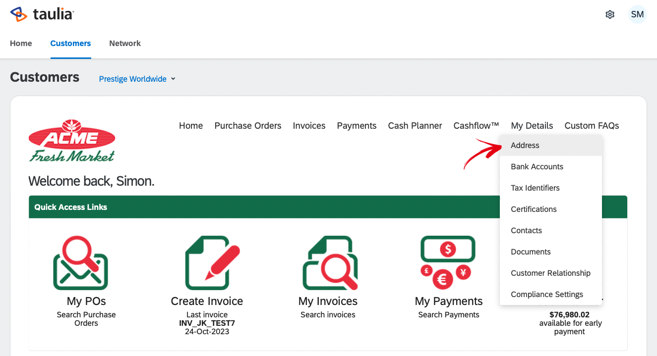Q. How do I update my company/remit/shipment address?: 000003169