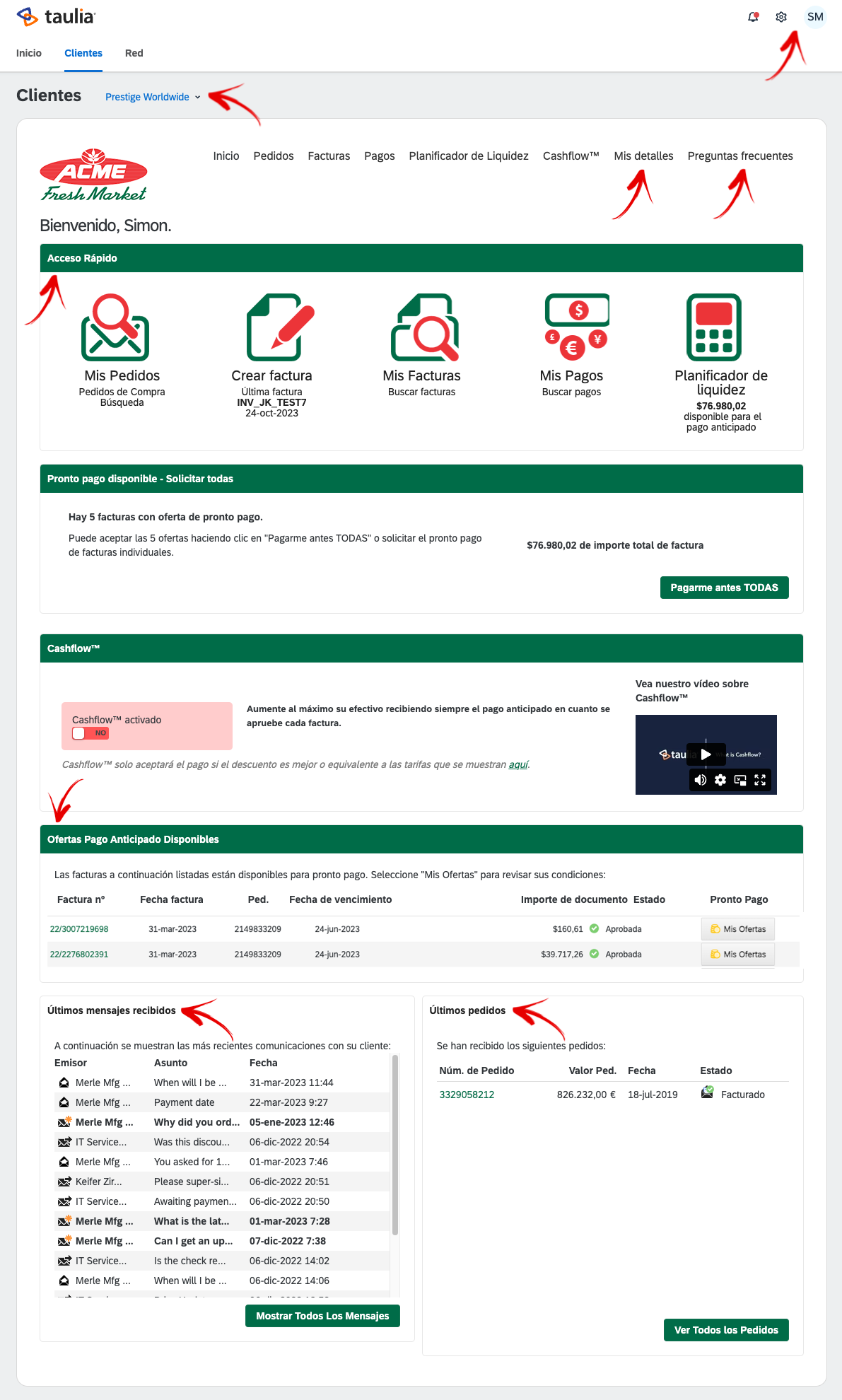 P. Soy nuevo en Taulia. ¿Qué debo hacer en primer lugar?: 000008036